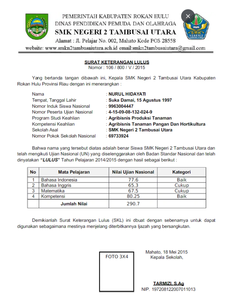 10 Contoh Surat Keterangan Lulus yang Baik dan Benar, Lengkap! - Hotelier Studi