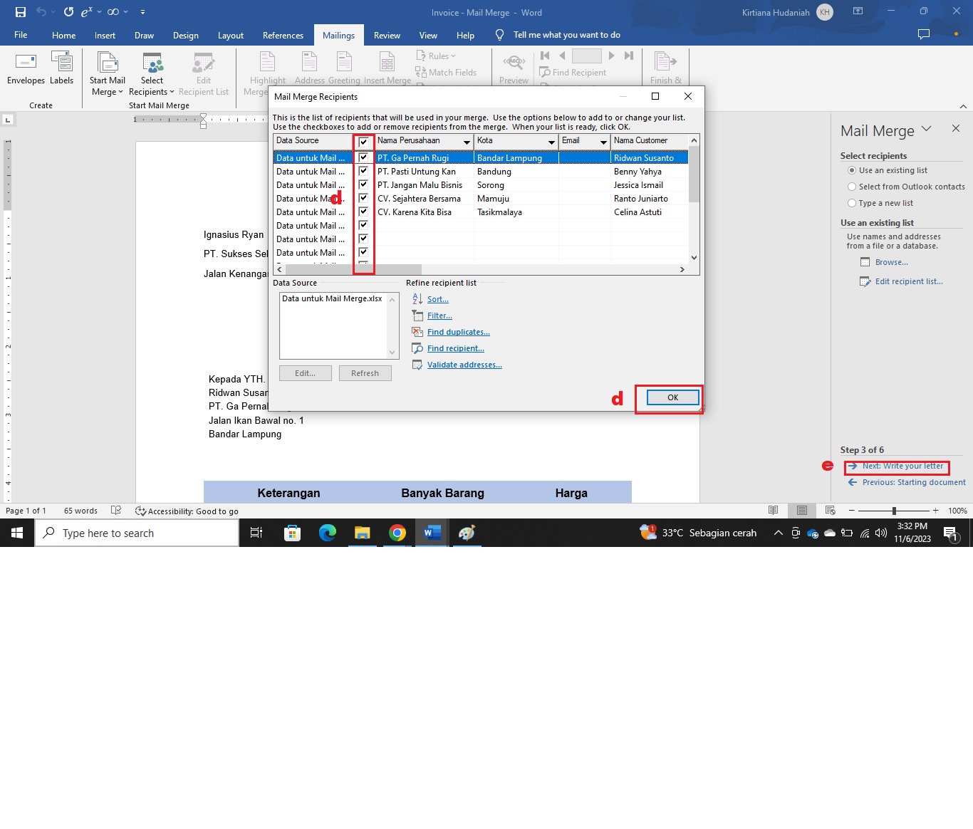 Cara Menggunakan Fasilitas Mail Merge pada Microsoft Word